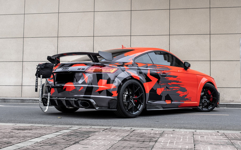 IPR Carbon Fiber Rear Diffuser & Rear Canards 3 Pcs for Audi TTRS 8S 2 ...
